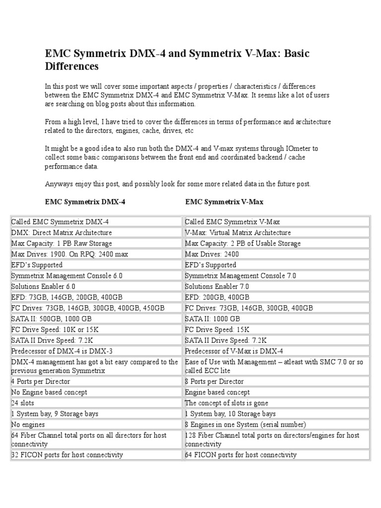 Basic Differences-DMX Vs VMAX | PDF | Office Equipment | Digital Technology