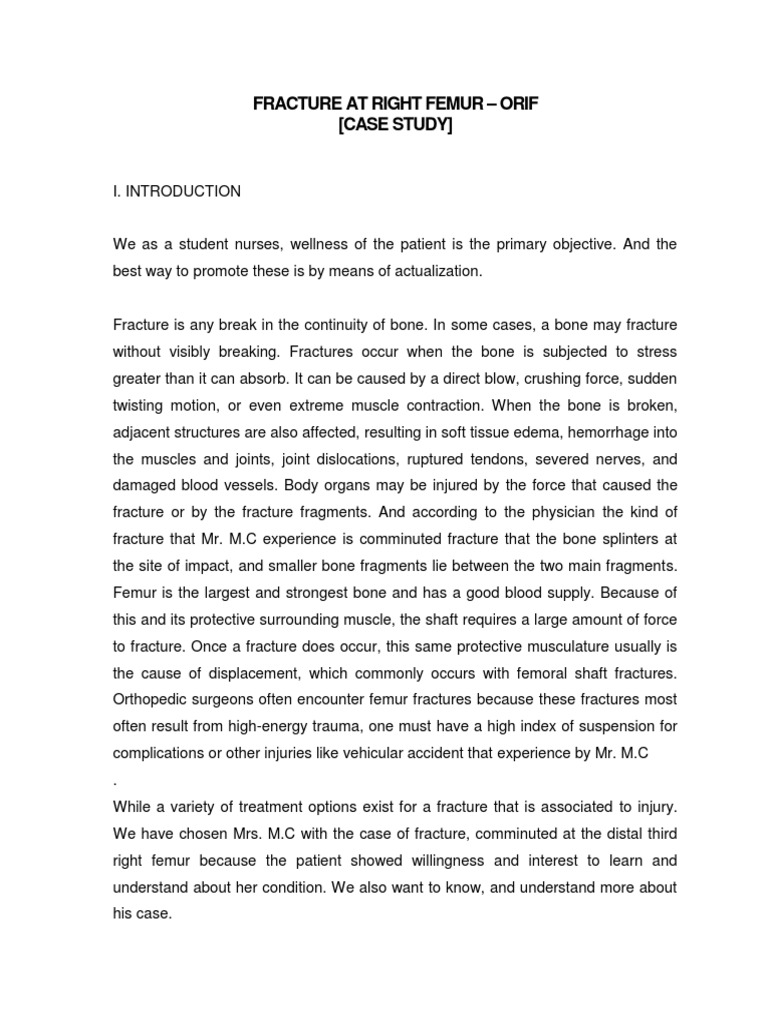 Fracture at Right Femur - Orif Case Study | PDF | Peptic Ulcer | Bone