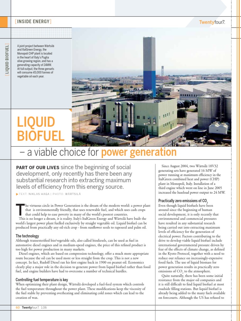Liquid Biofuel Power Generation Insights | PDF | Biofuel | Renewable Energy