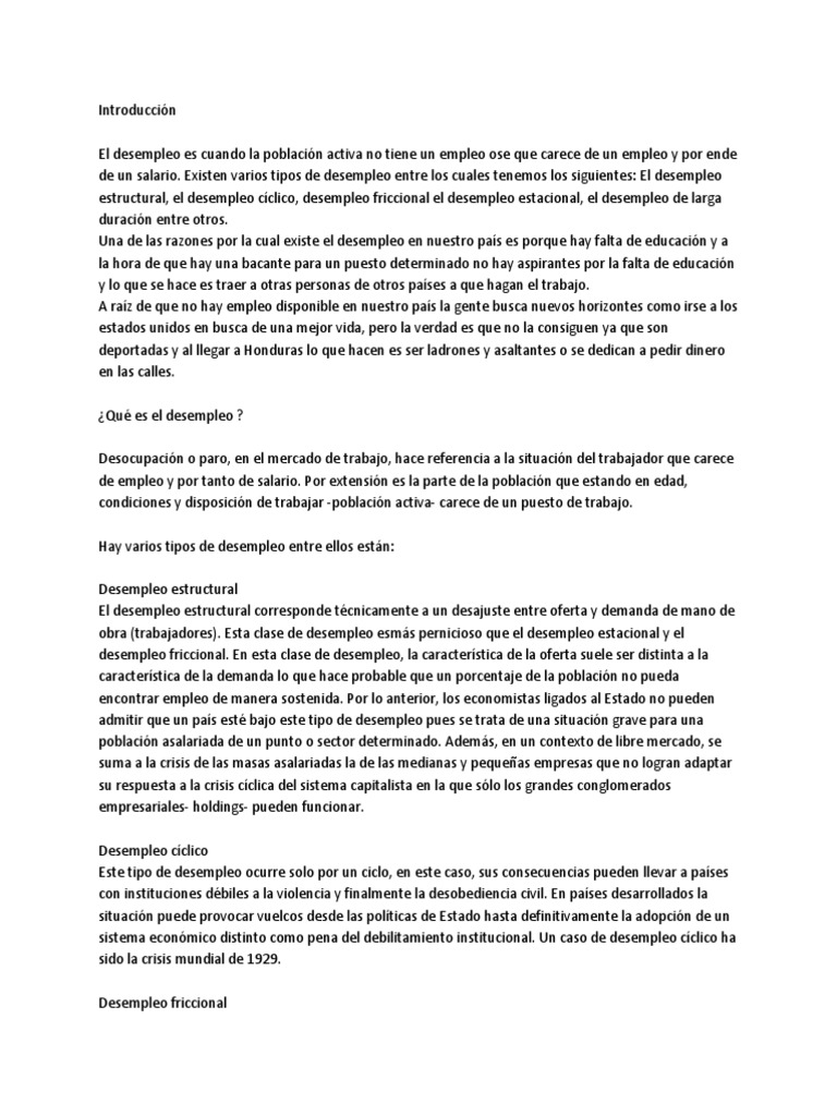 Introducción Al Desempleo | PDF | Desempleo | Ciencias sociales