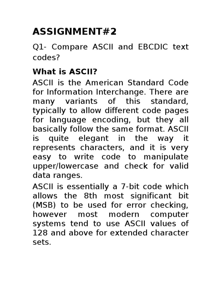 Assignment#2 | PDF | Ebcdic | Ascii