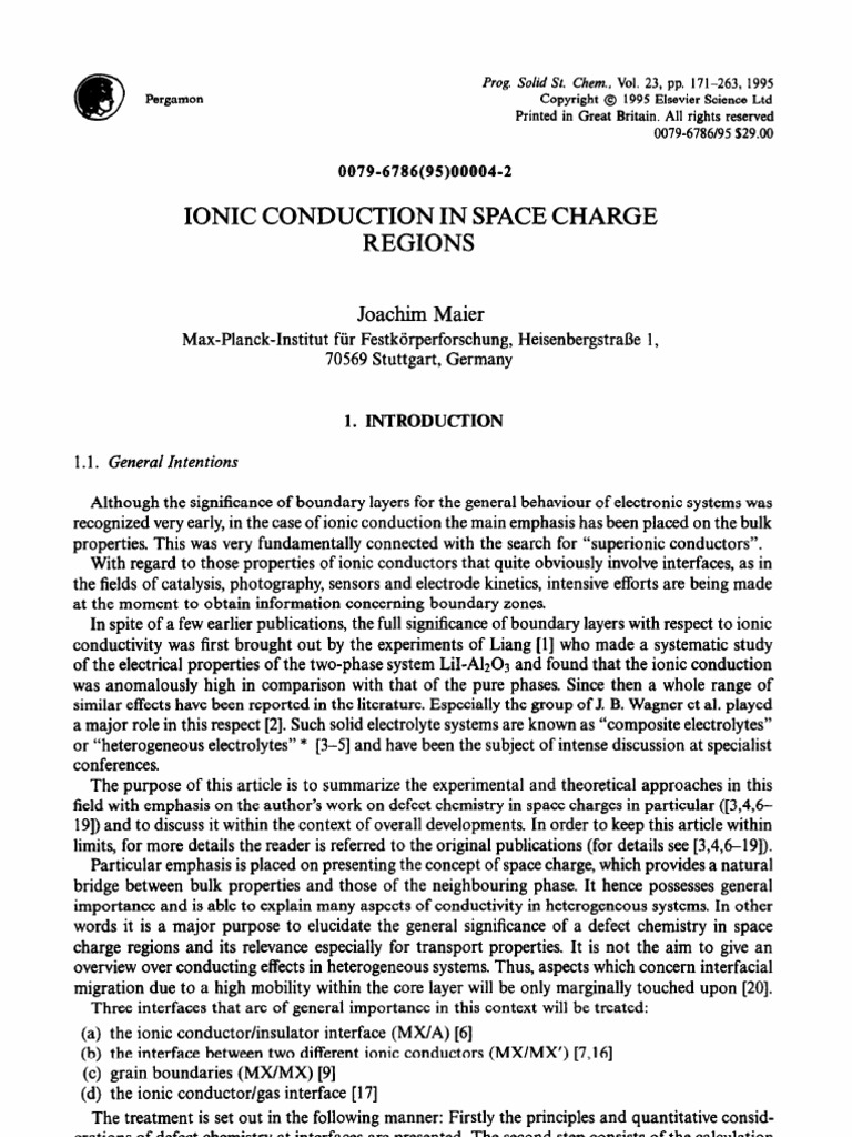 Ionic Conduction in Space Charge Regions | PDF | Electrical Resistivity ...