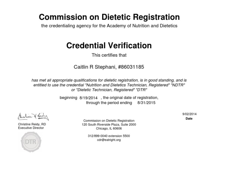Commission On Dietetic Registration: The Credentialing Agency For The ...