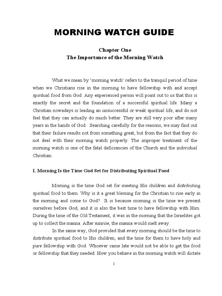 Morning Watch Guide: Chapter One The Importance of The Morning Watch ...