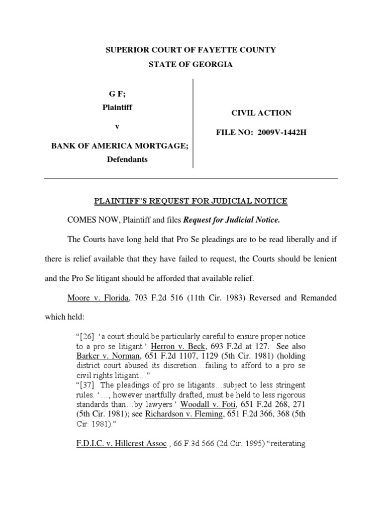 Pro Se Judicial Notice | PDF | Pro Se Legal Representation In The ...