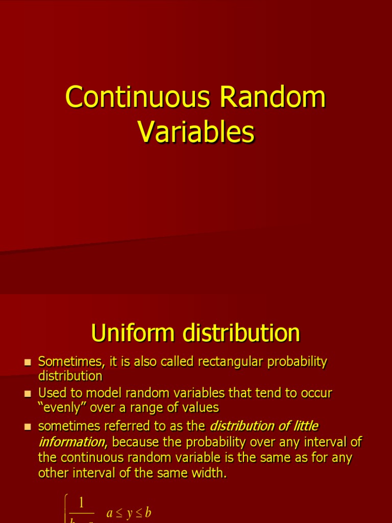 Continuous Random Variables | PDF | Probability Distribution | Poisson Distribution