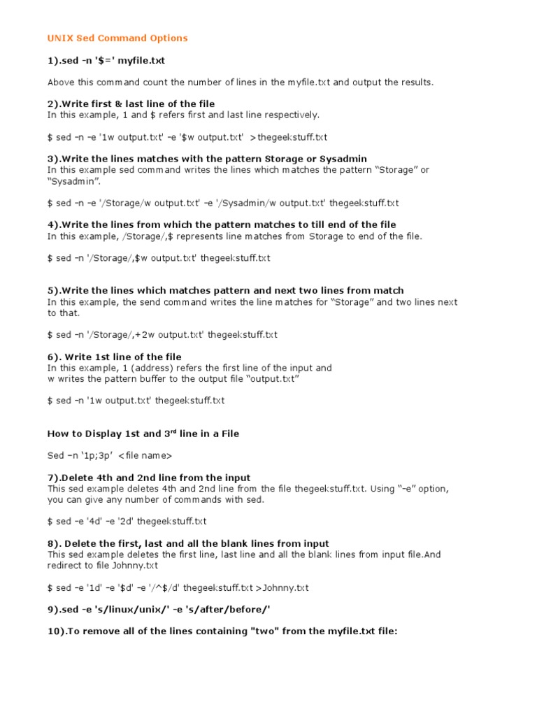 Unix Sed Vi And Awk Command Examples Pdf String Computer Science Programming Paradigms