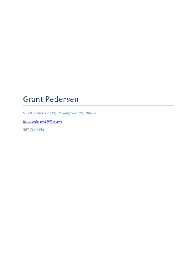 Grant Pedersen Resume | PDF