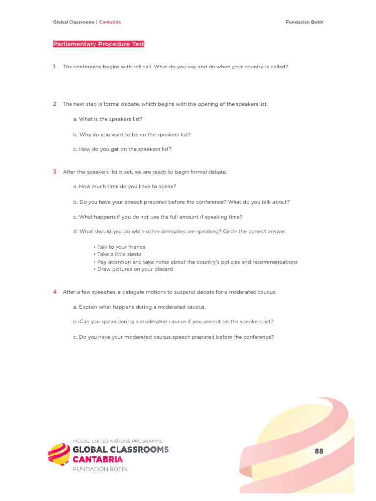 Parliamentary Procedure Practice Cantabria GC Guide | PDF | Government ...