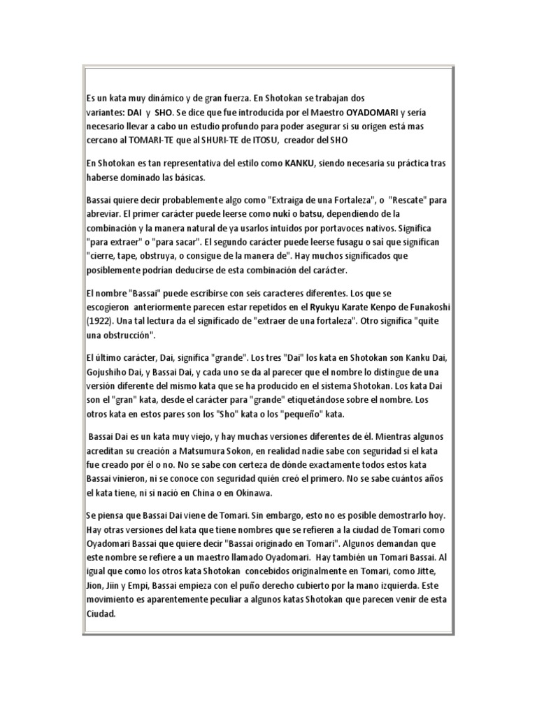 Bassai Dai Esquema | PDF | Shotokan | Kata