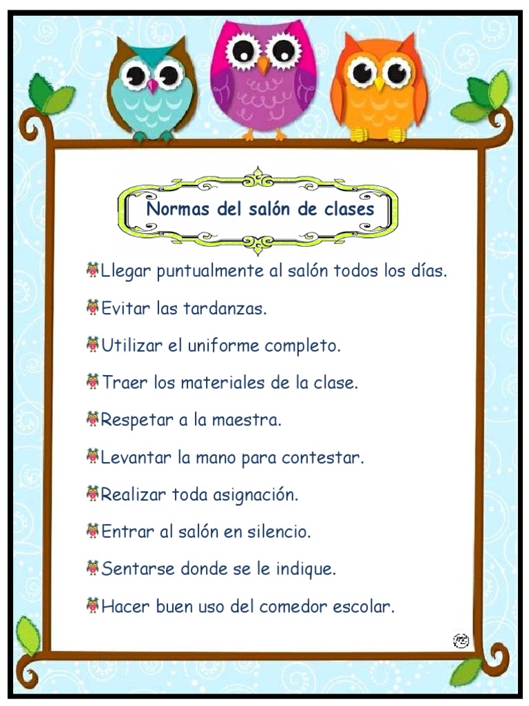 Normas Del Salón de Clases | PDF