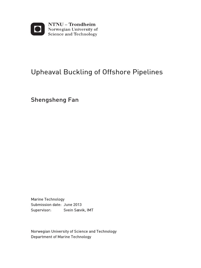 Upheaval Buckling of Offshore Pipeline | PDF
