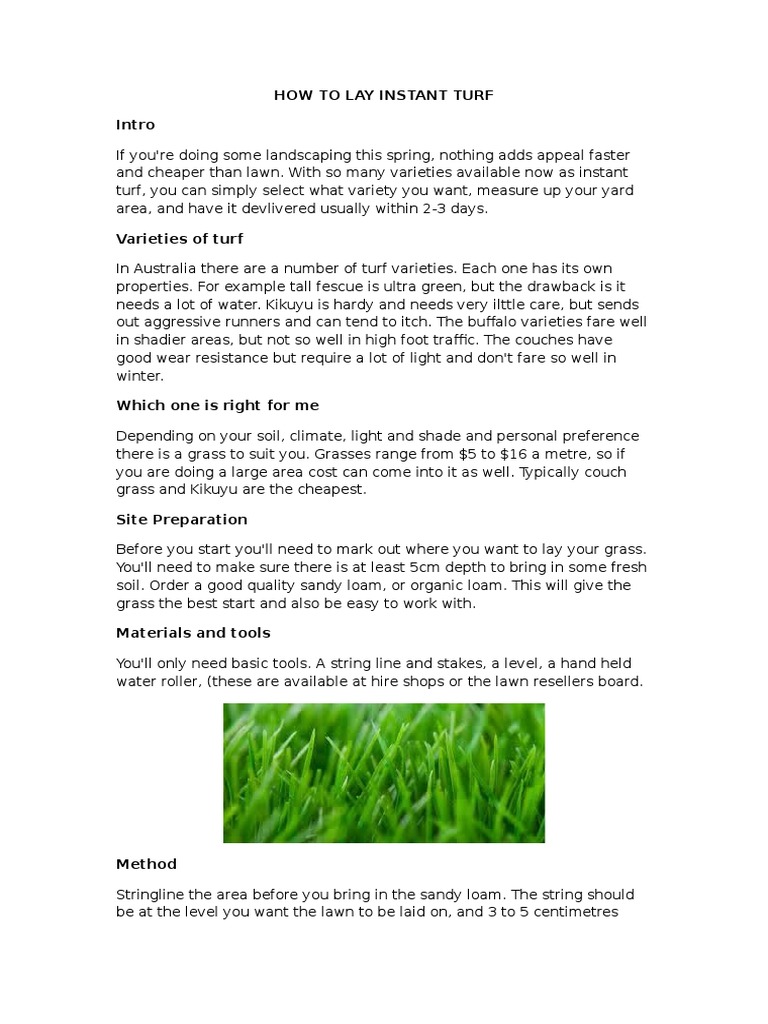 How To Lay Instant Turf | PDF | Sod | Lawn