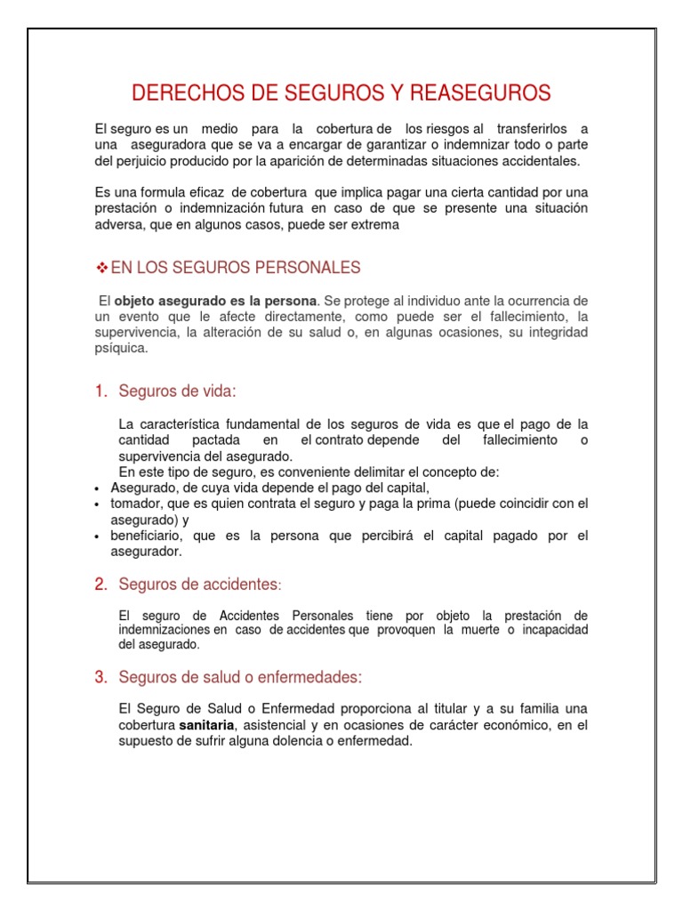 Derecho de Seguros y Reaseguros | PDF | Póliza de seguros | Seguro de vida