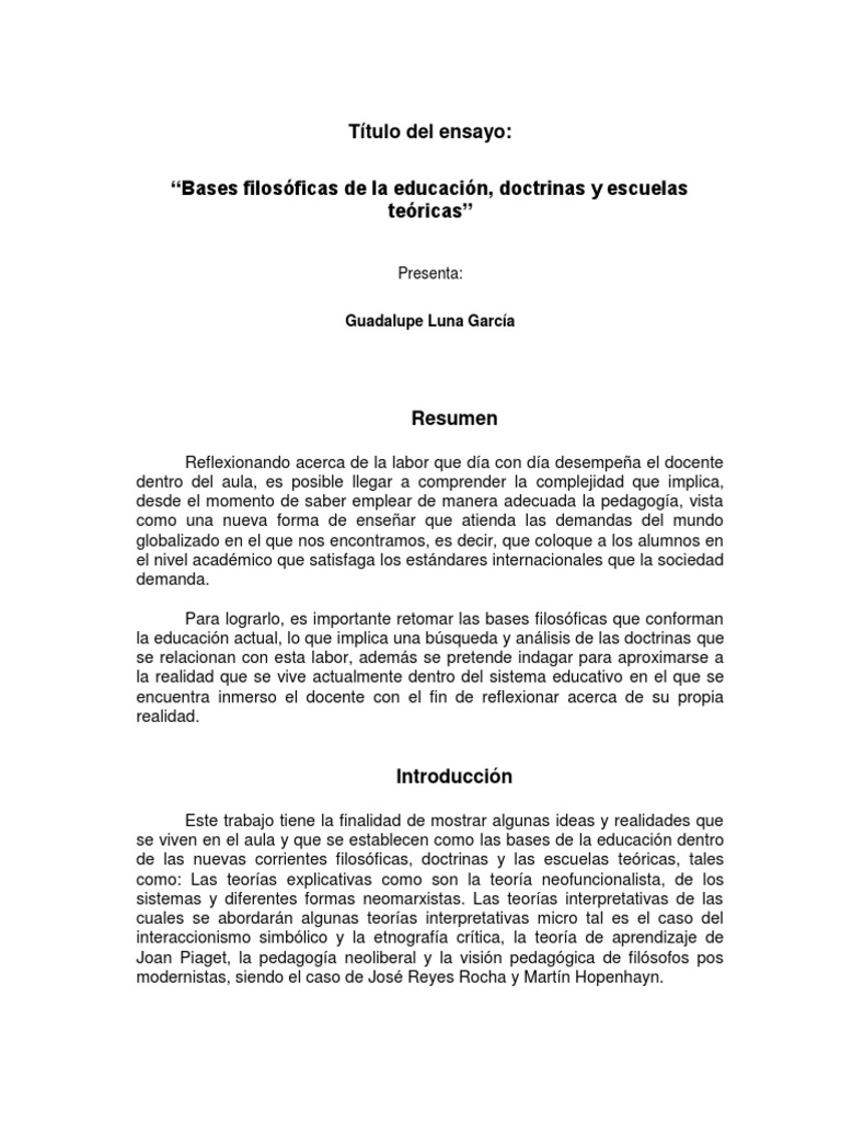Bases Filosóficas de La Educación | PDF | Empirismo | Conocimiento