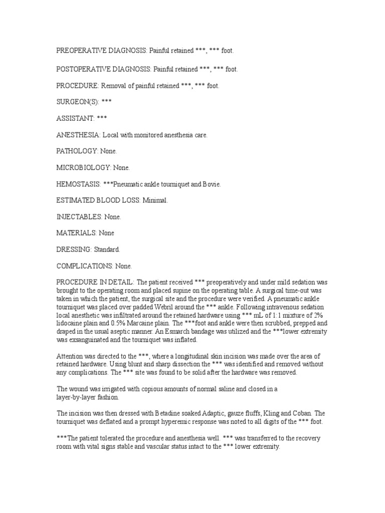 Removal of Painful Retained Hardware | PDF | Science & Mathematics ...
