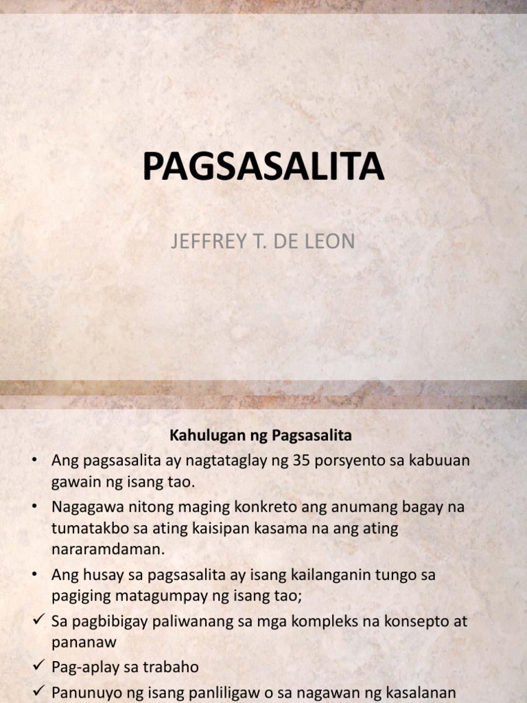 Pagsasalita | PDF