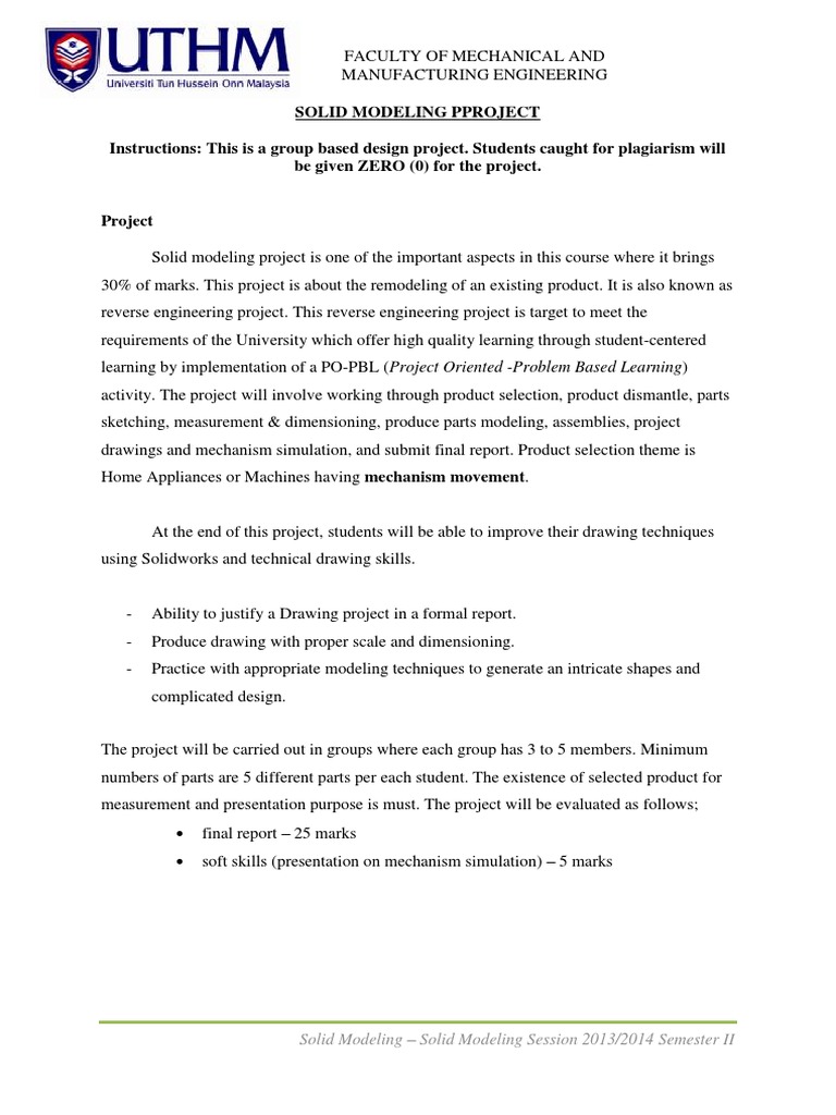 Solid Modeling Project Sem 2 2014 | PDF