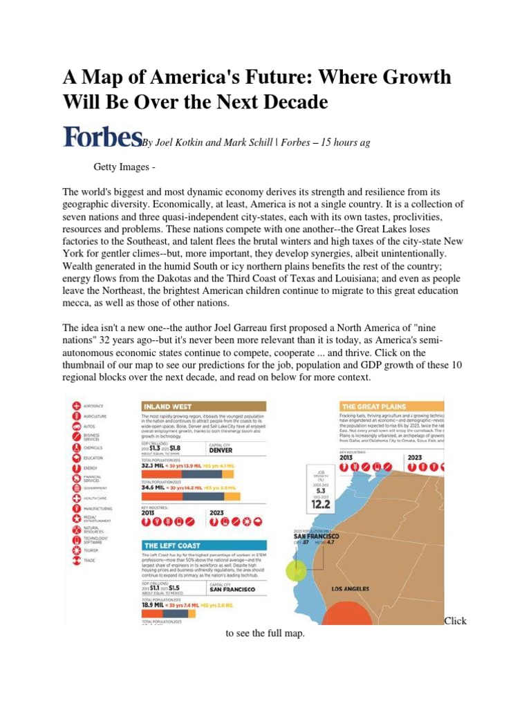 A Map of America's Future: Where Growth Will Be Over The Next Decade ...