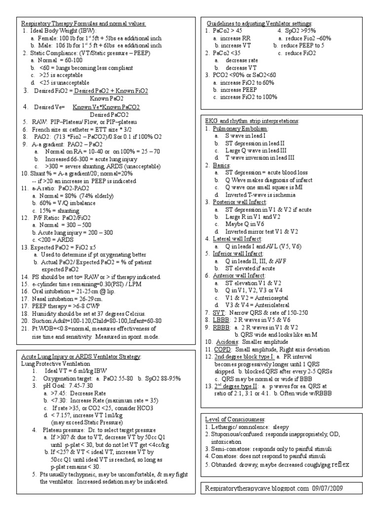 Ventilation Cheat Sheet | Respiratory System | Health Sciences