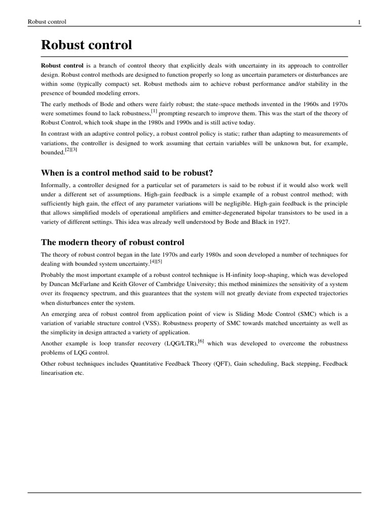 Robust Control | PDF | Control Theory | Systems Theory