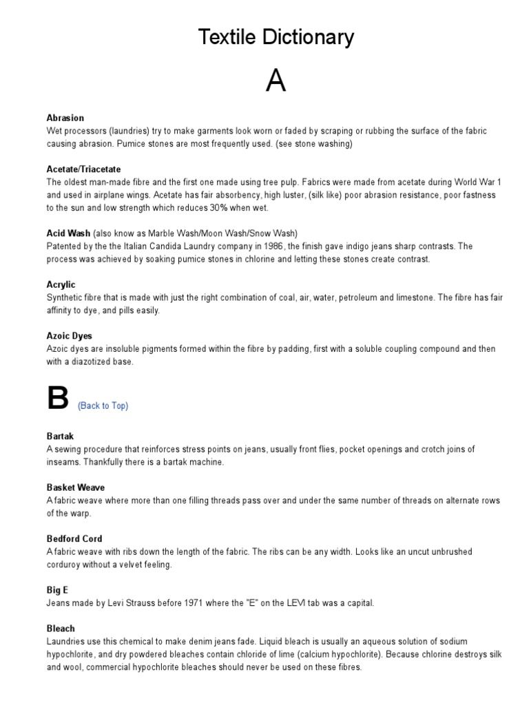 Textile Dictionary | Download Free PDF | Textiles | Yarn