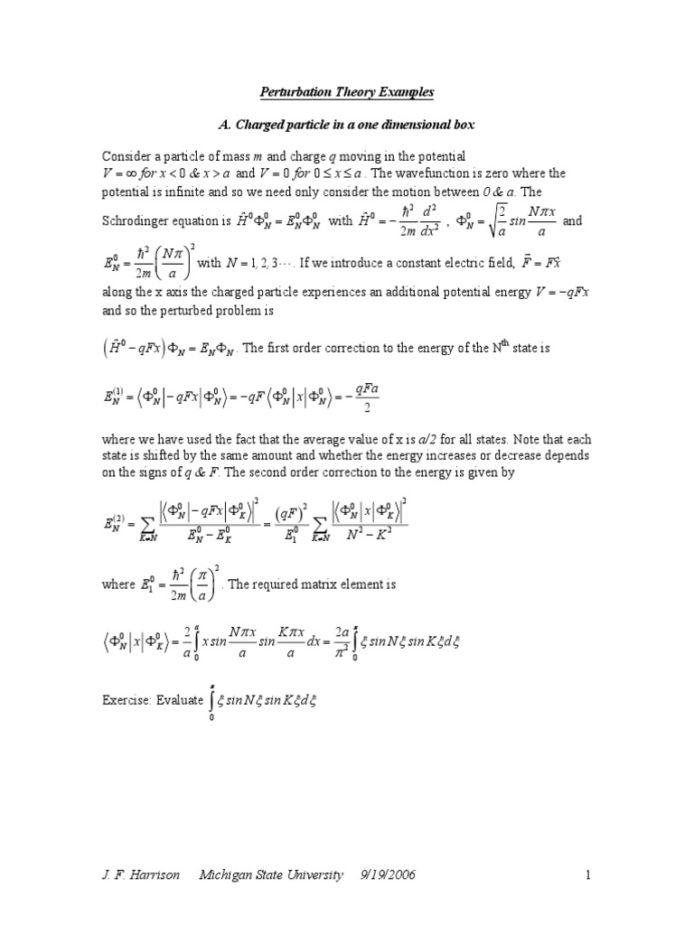 Perturbation Examples | Perturbation Theory (Quantum Mechanics) | Wave ...