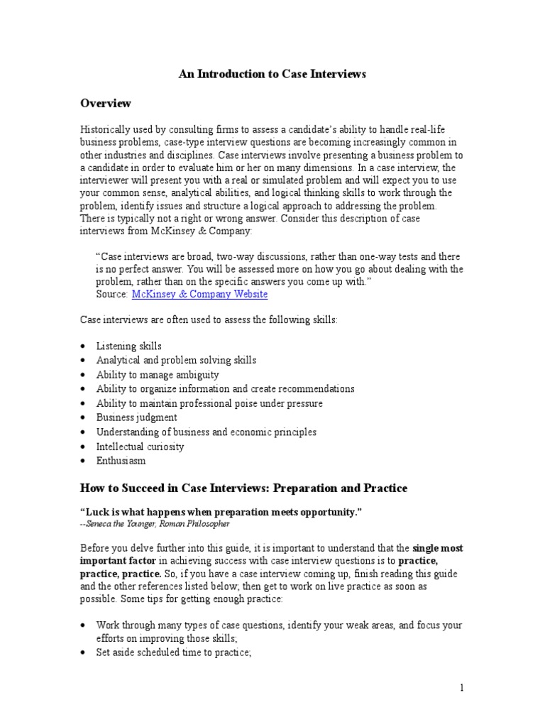 An Introduction To Case Interviews | PDF | Strategic Management | Cognition