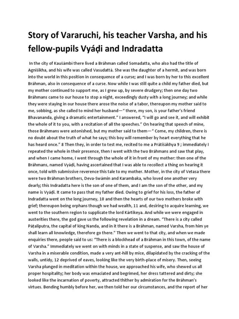 Story of Vararuchi | PDF | Religion And Belief