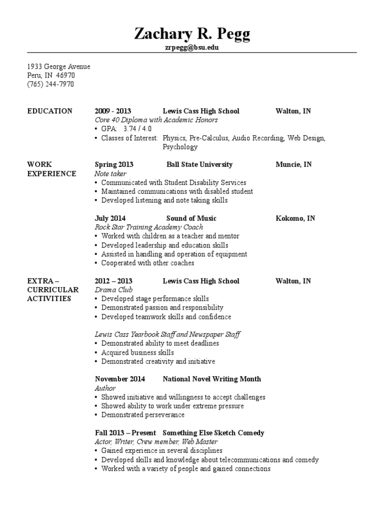 Zach Pegg Resume | PDF | Career & Growth