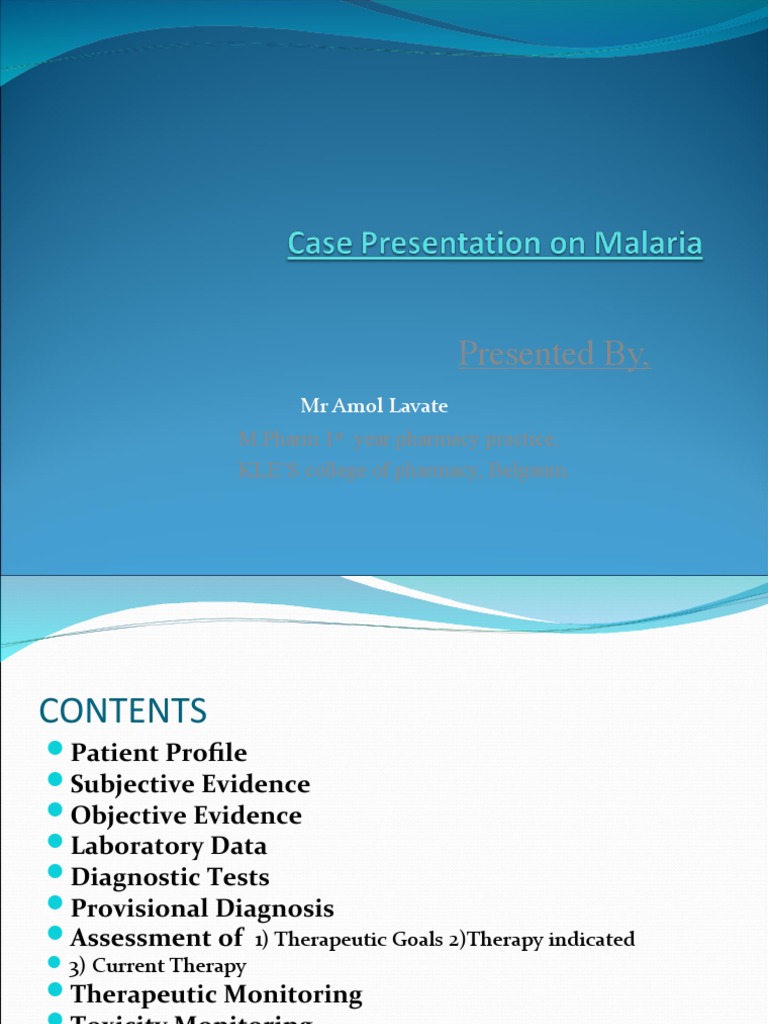 Malaria Case Study and Treatment Plan | PDF | Malaria | Clinical Medicine