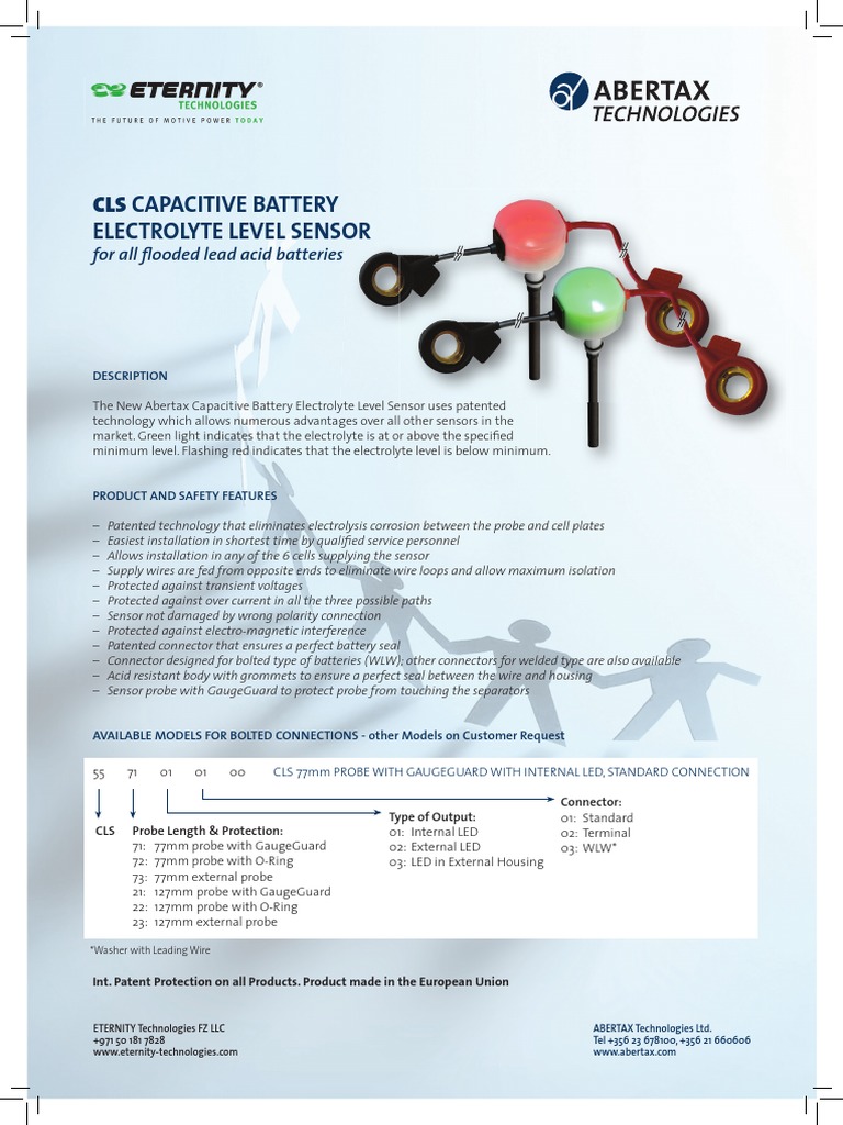 Capacitive Battery Electrolyte Level Sensor: Product Features, Models ...