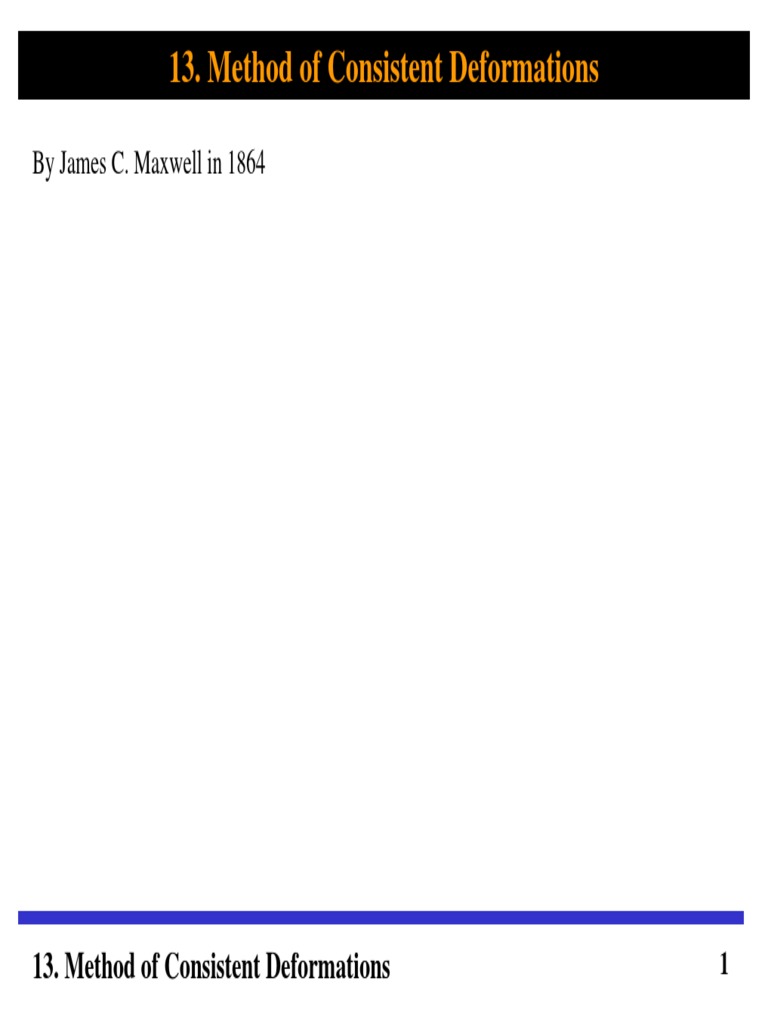 Lecture Method of Consistent Deformation PDF | PDF | Bending | Deformation (Engineering)