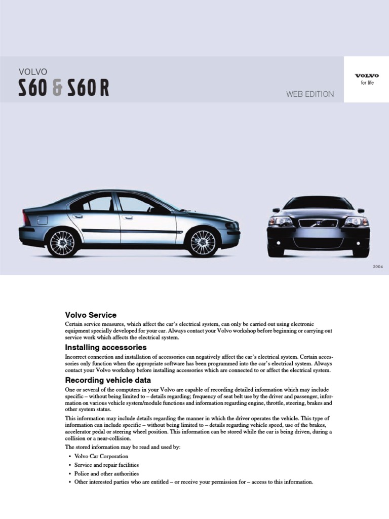 Volvo S60 Owners Manual MY04 | PDF
