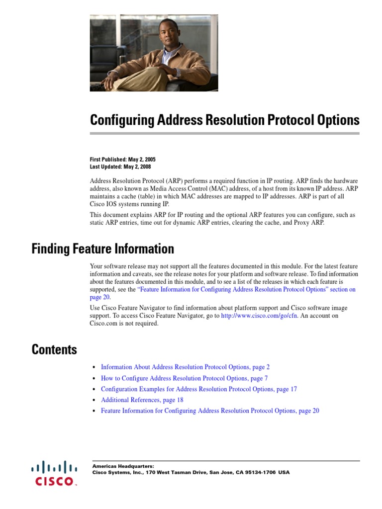 Configuring Address Resolution Protocol Options: Finding Feature Information | PDF | Computer ...