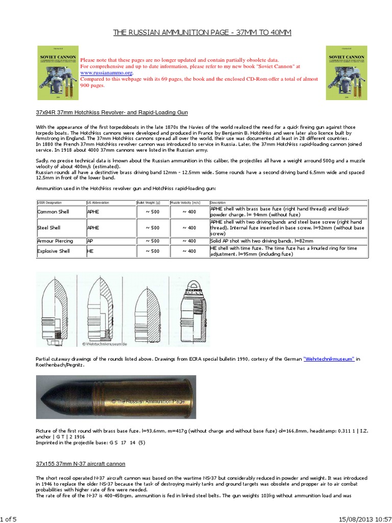 Ammunition Russia 37-40mm | PDF | Shell (Projectile) | Cartridge (Firearms)
