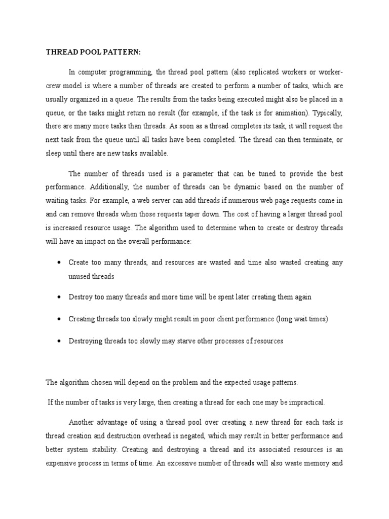 Thread Pool Pattern | PDF | Thread (Computing) | Operating System ...