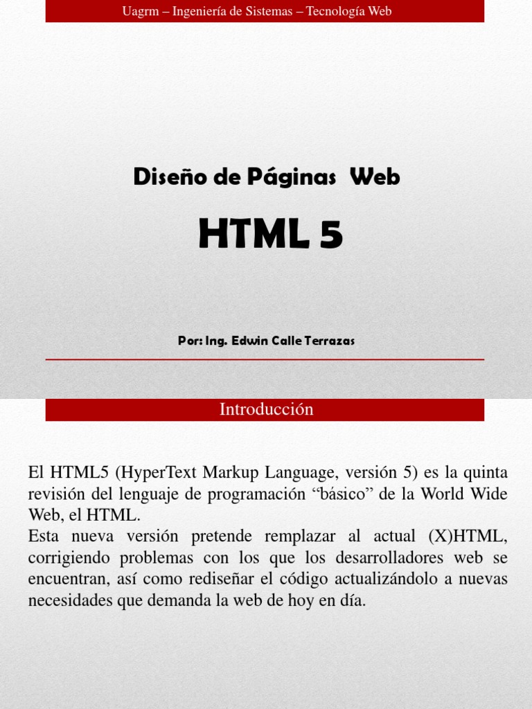 Diseño de Paginas HTML5 PDF | PDF | HTML | Página web