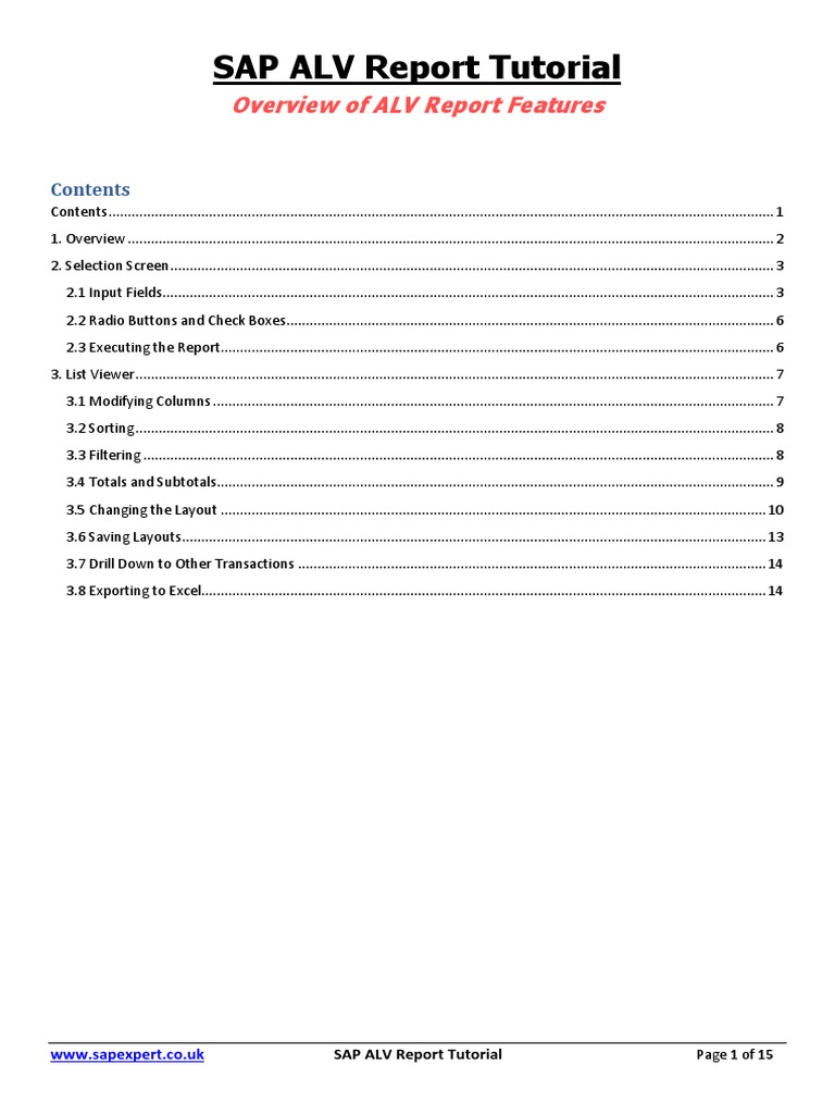 Alv Report | Page Layout | Microsoft Excel