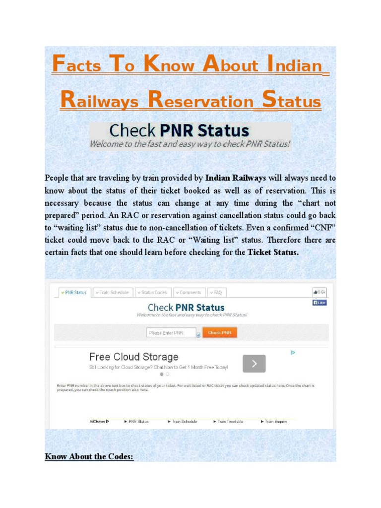 Indian Railways Reservation Status