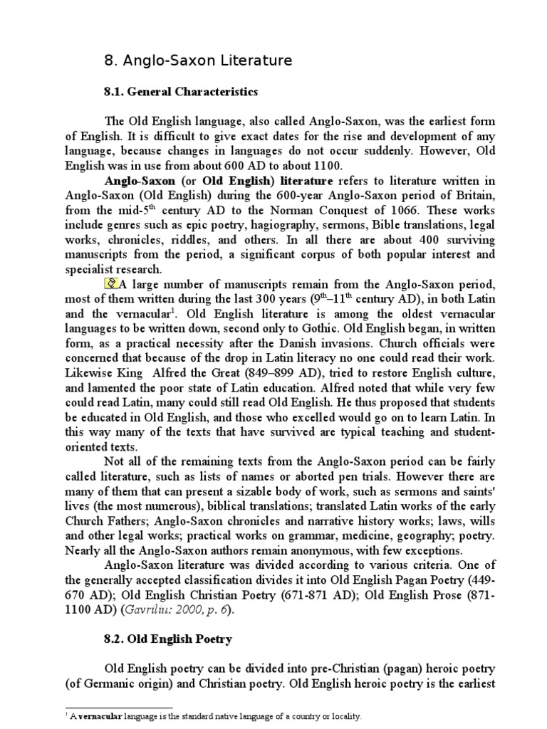 Anglo-Saxon Literature | Anglo Saxons | Poetry