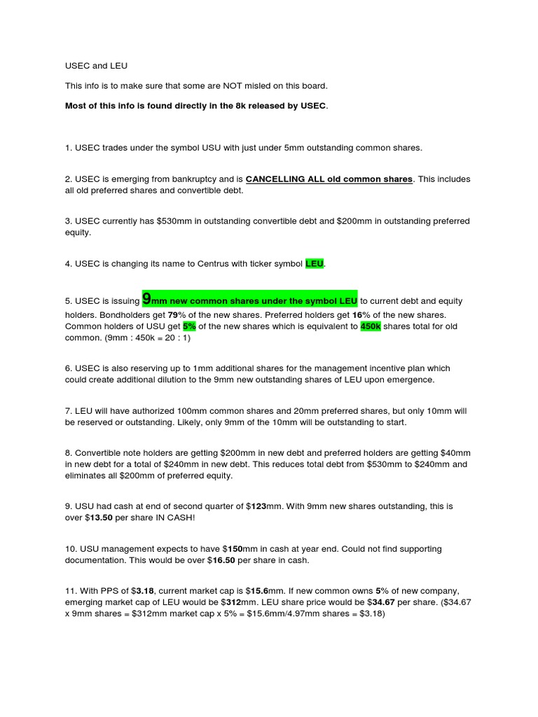 Usec and Leu | PDF | Business
