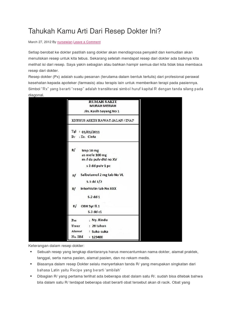 Tahukah Kamu Arti Dari Resep Dokter Ini | PDF