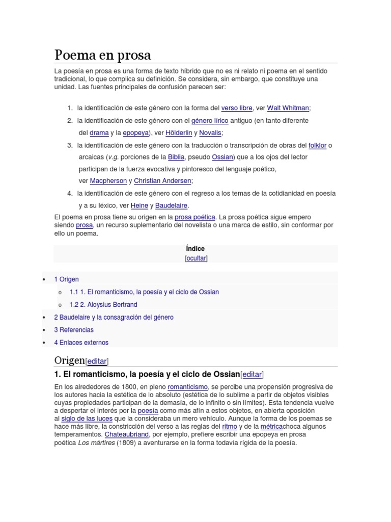 Poema en Prosa | PDF | Prosa | Géneros de poesía