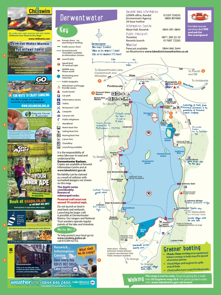 Derwentwater Map | Boats | Watercraft