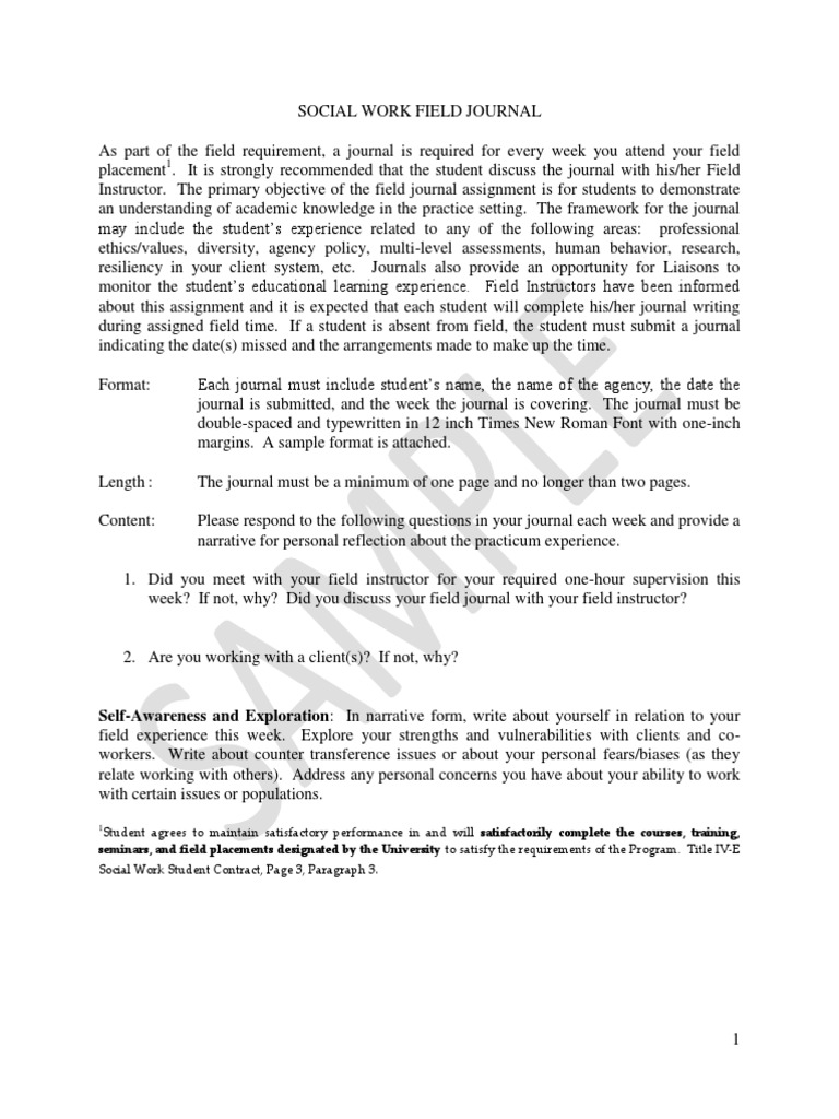 Sample 1 Field Journal | Educational Psychology | Cognitive Science