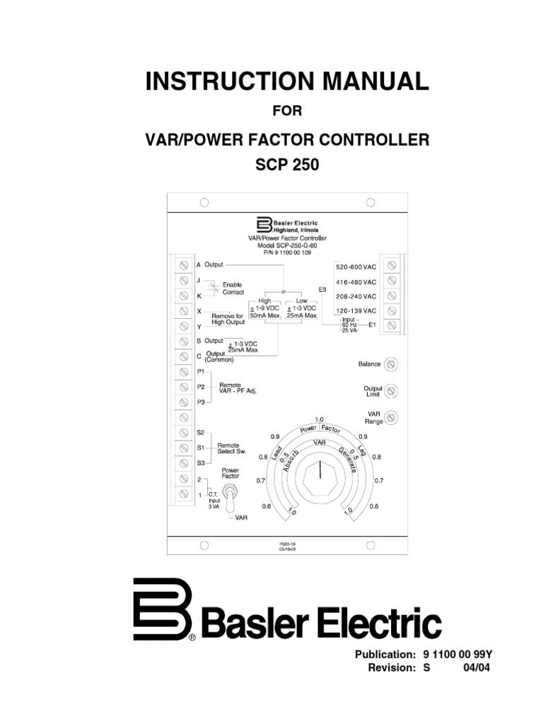 Basler Power Factor Unit | PDF | Electric Generator | Amplifier