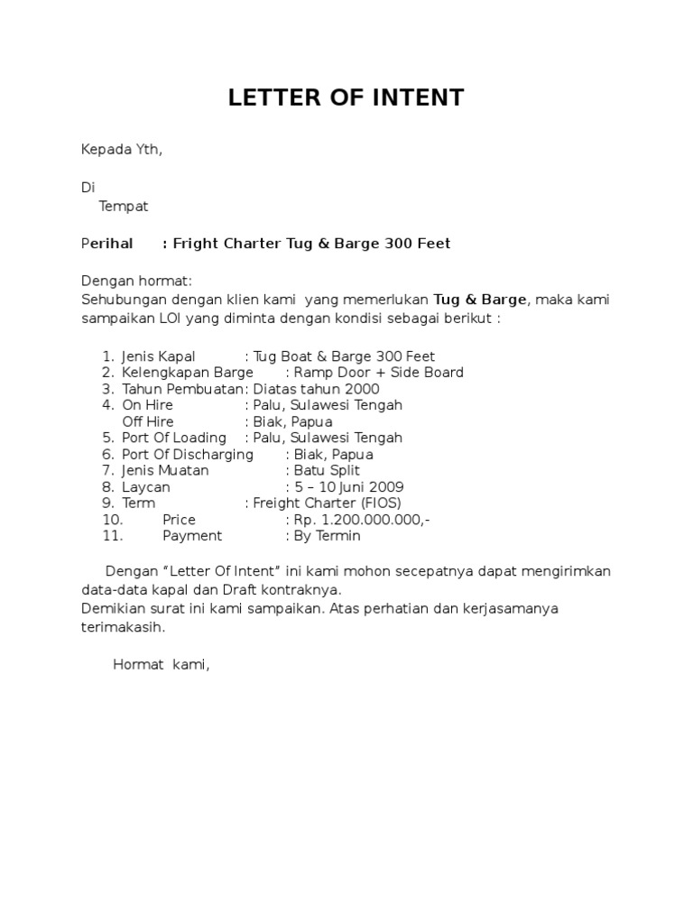 Letter of Intent | PDF