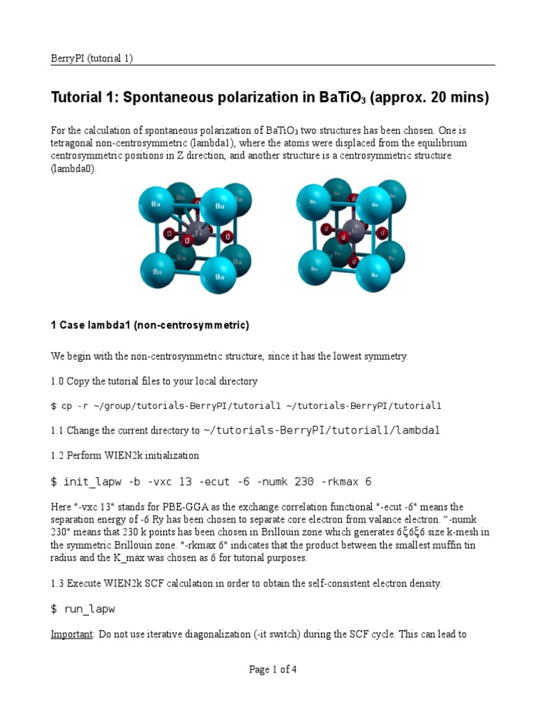 Spontaneous Polarization in BaTiO3 | PDF | Optical Materials | Ceramic ...
