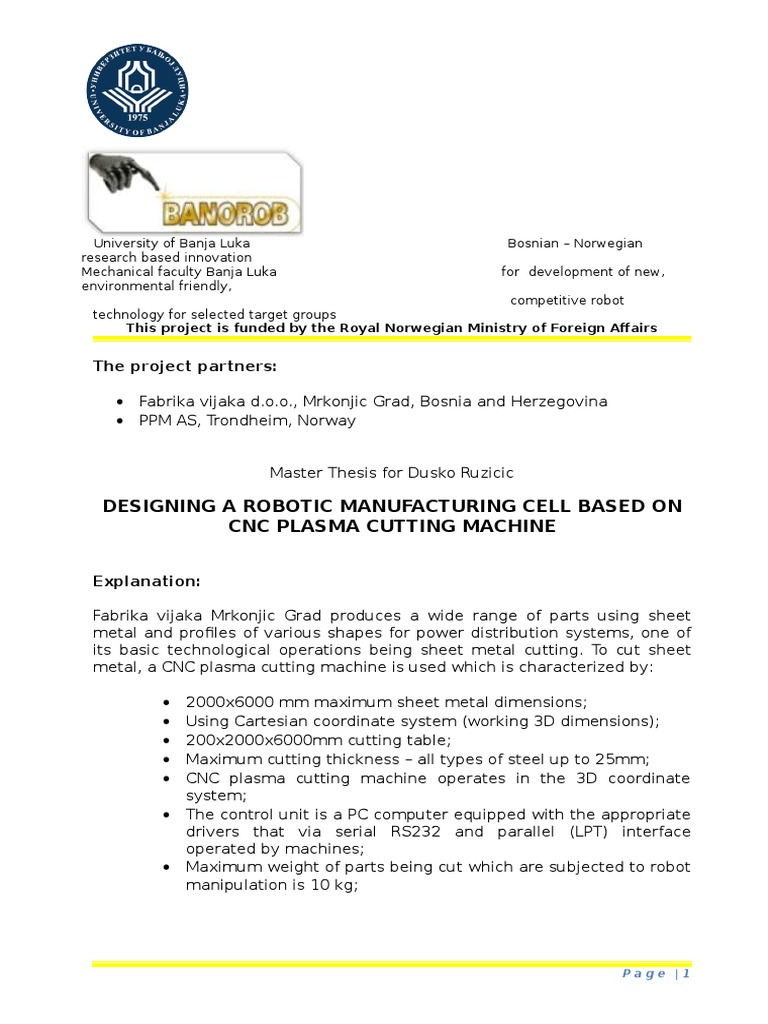 Robotic Manufacturing Cell Design for Plasma Cutting | PDF | Sheet Metal | Production And ...